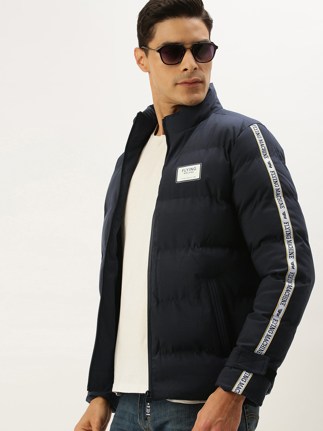 Buy Flying Machine Men Navy Blue Padded Jacket - Jackets for Men ...