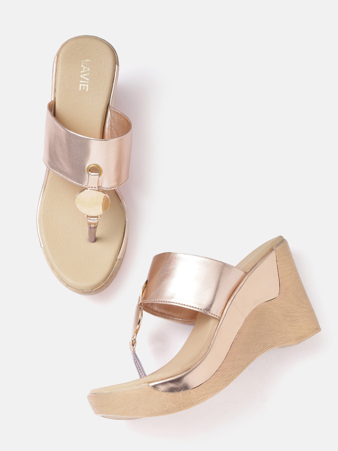 Buy Lavie Rose Gold Toned Solid Wedges - Heels for Women 15069074 | Myntra