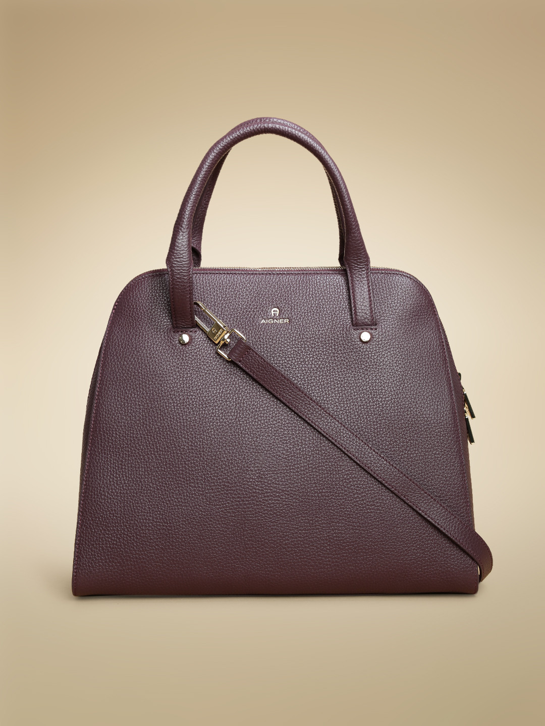 Buy AIGNER Burgundy Ivy Neat Leather Handbag With Sling Strap ...