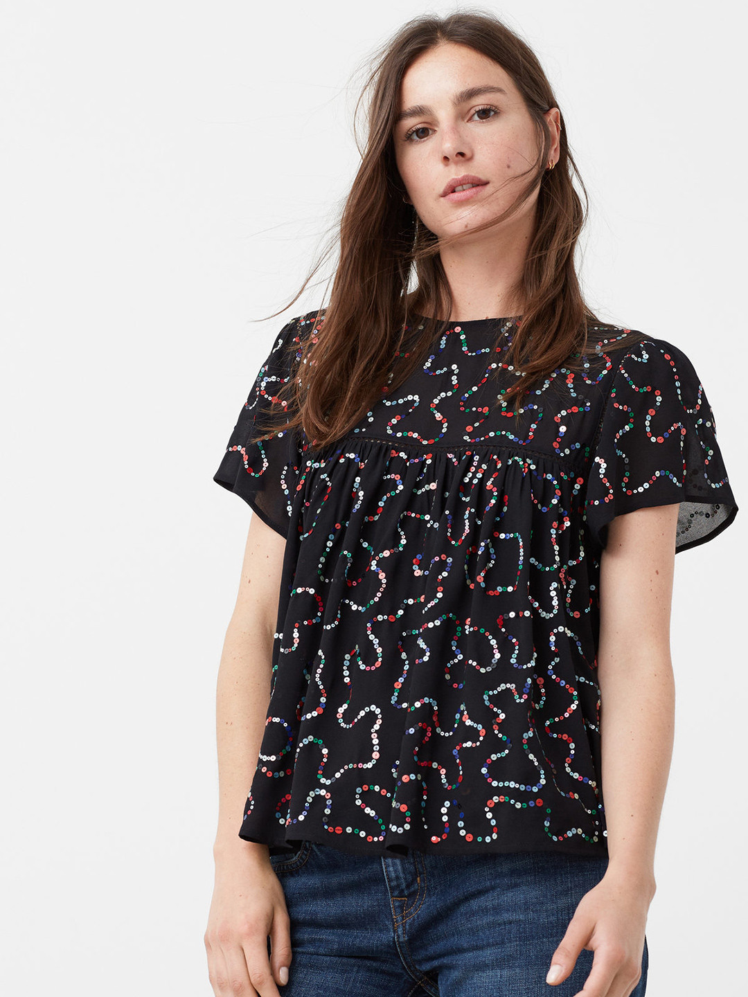 Buy MANGO Black Embellished Top - Tops for Women 1507522 | Myntra