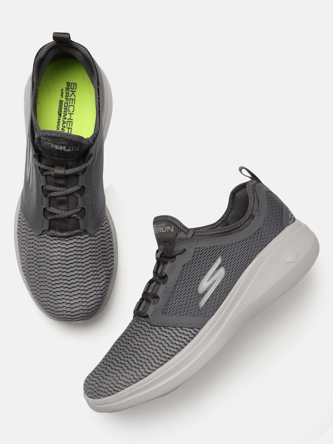 Buy Skechers Men Charcoal GO RUN FAST Goga Mat Running Shoes - Sports ...