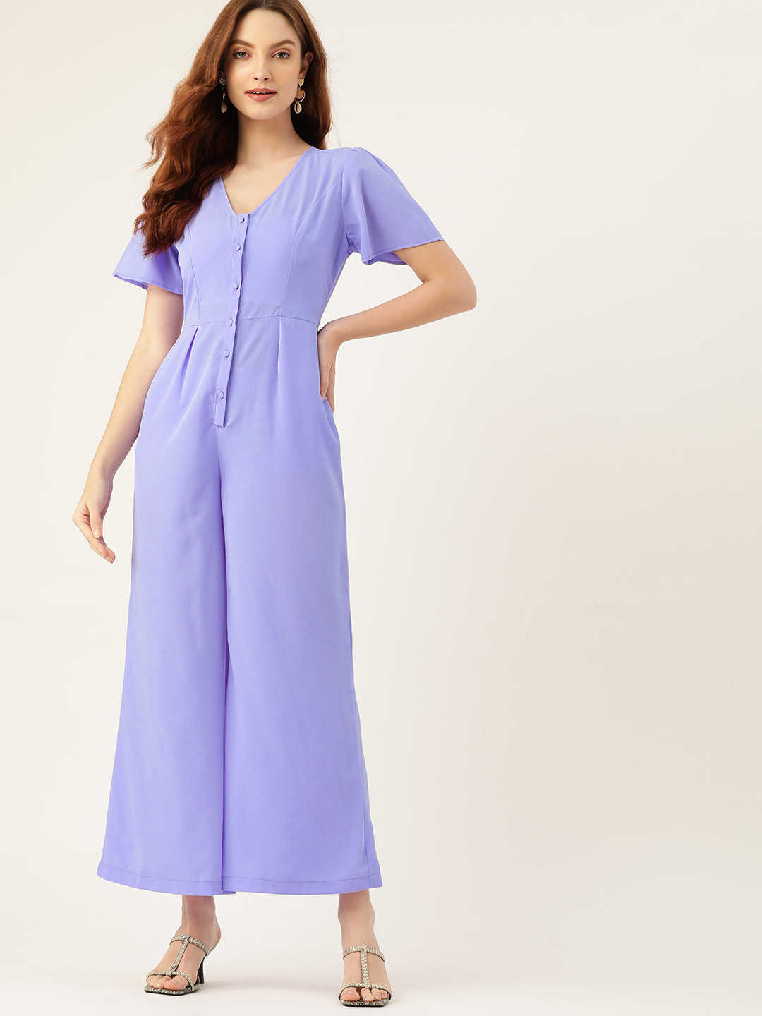 Buy DressBerry Violet Solid Basic Jumpsuit - Jumpsuit for Women ...