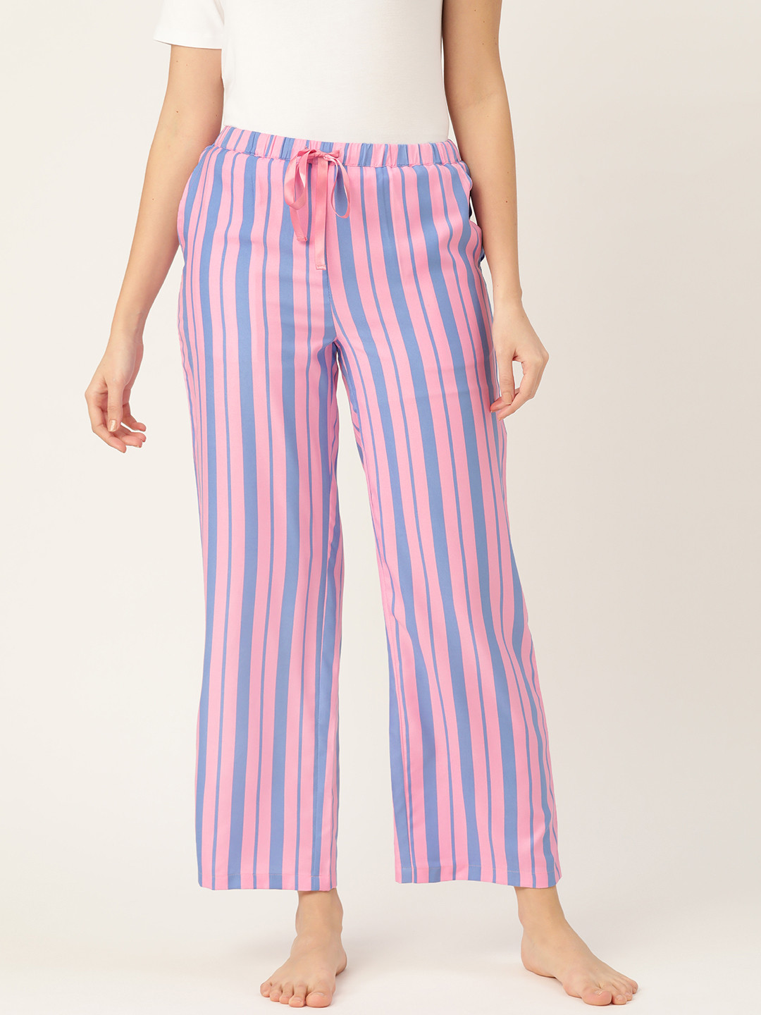 Buy DressBerry Women Blue & Pink Striped Lounge Pants - Lounge Pants ...