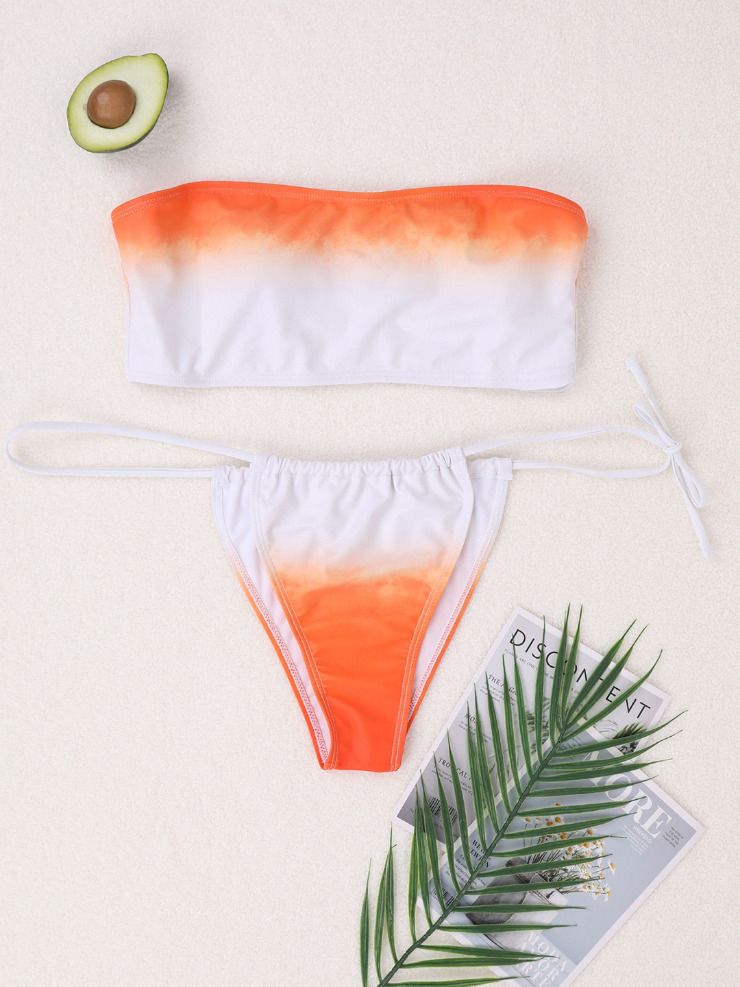 Buy URBANIC Women Orange & White Ombre Dyed Two Piece Bandeau Swim ...