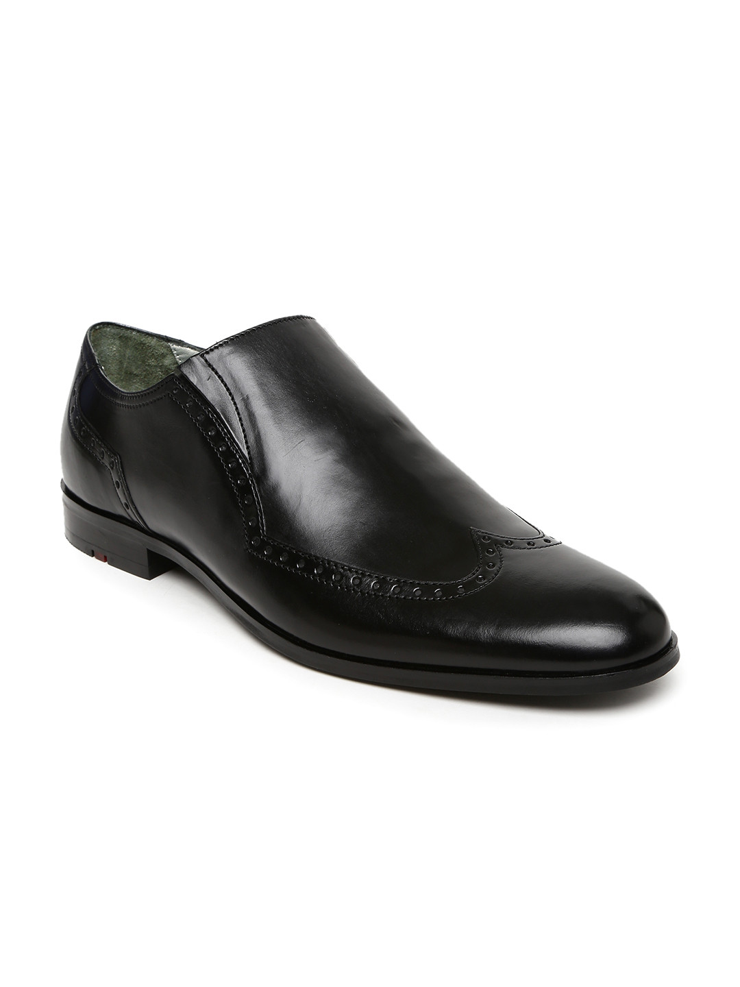 Buy Ruosh Work Men Black Leather Brogue Slip Ons - Formal Shoes for Men ...