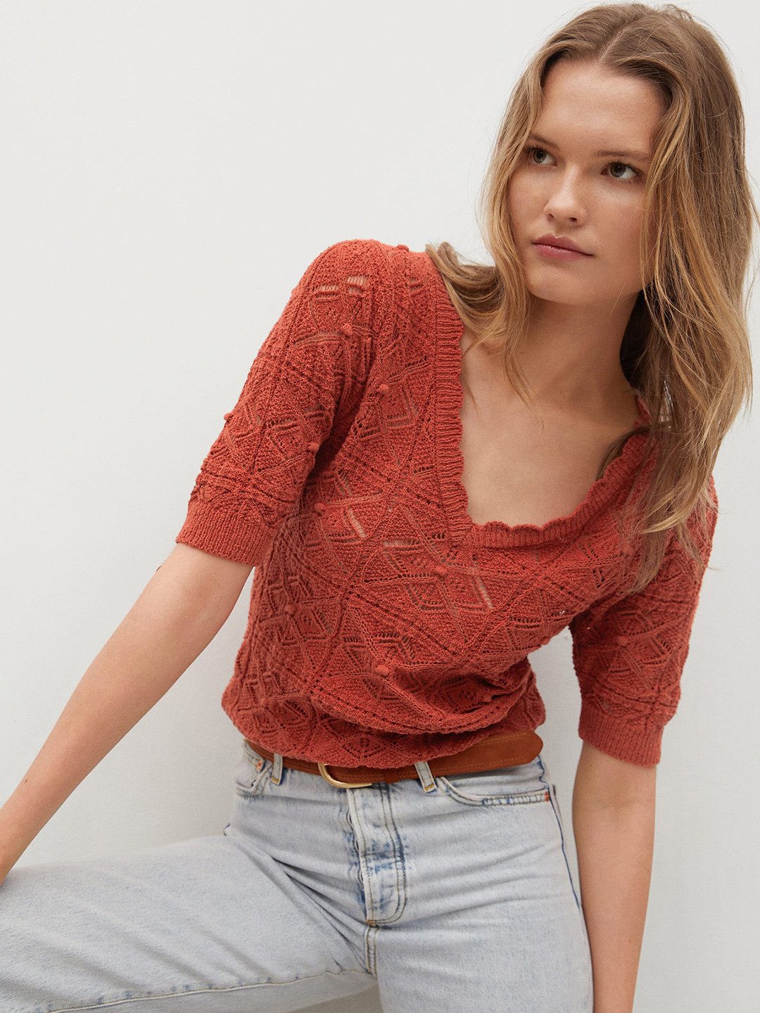 Buy MANGO Women Rust Red Pullover - Sweaters for Women 15102832 | Myntra