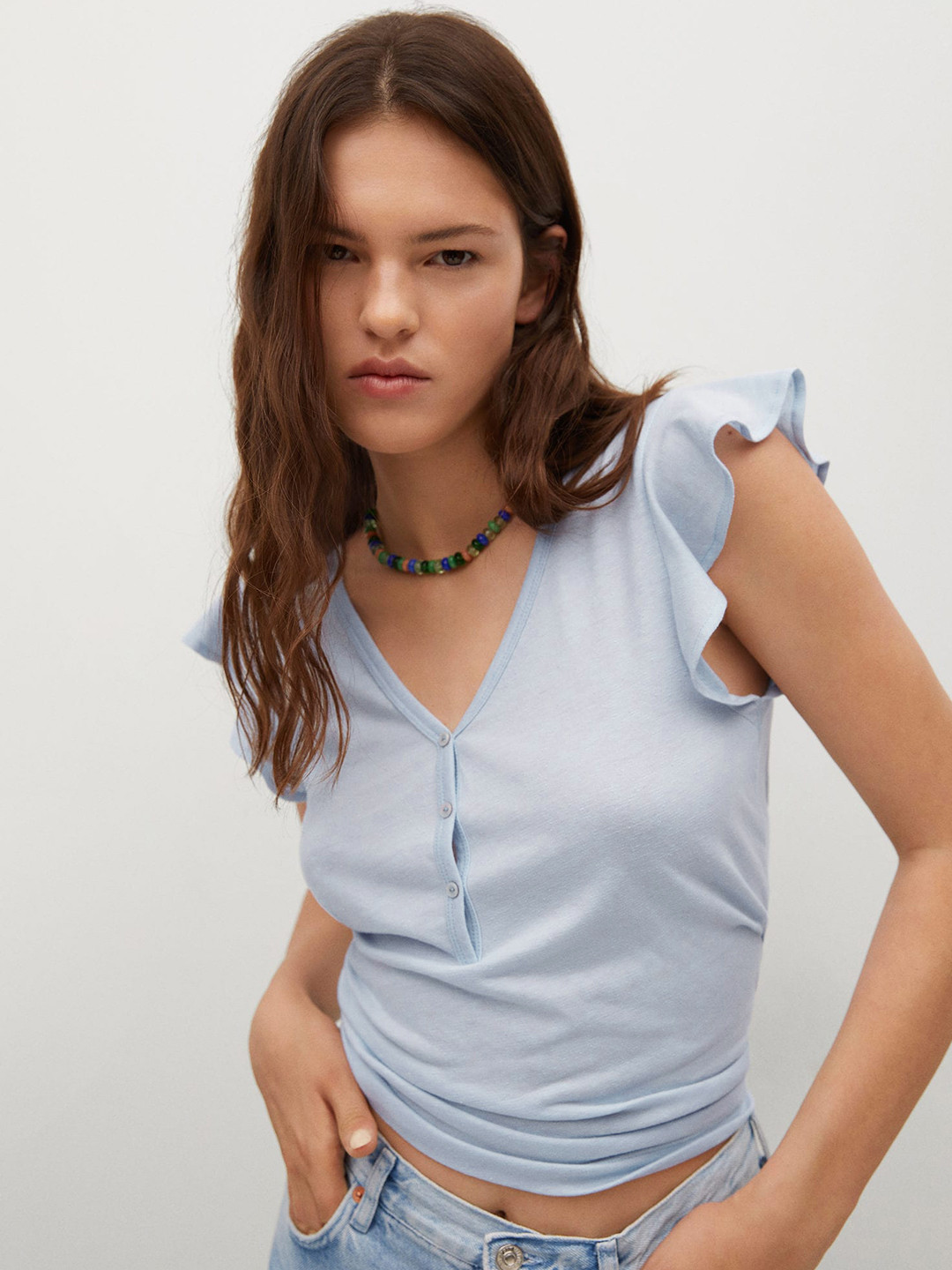 Buy MANGO Blue Regular Top - Tops for Women 15102850 | Myntra