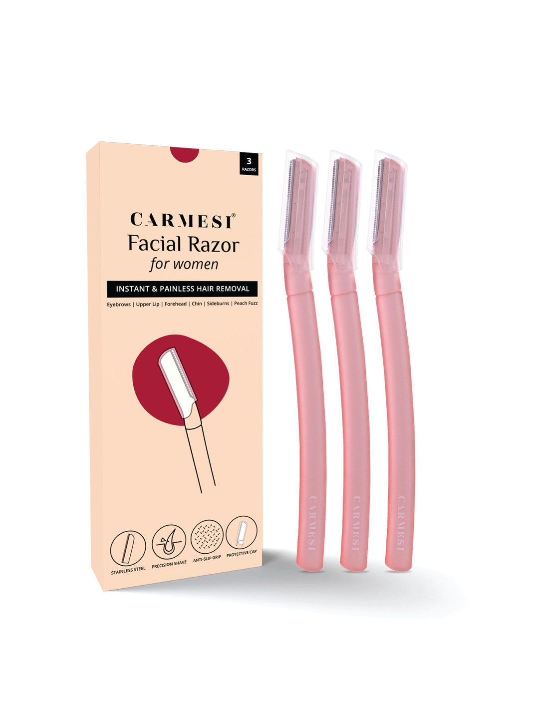 Buy Carmesi Women Pack Of 3 Facial Razor - Razors And Cartridges for ...