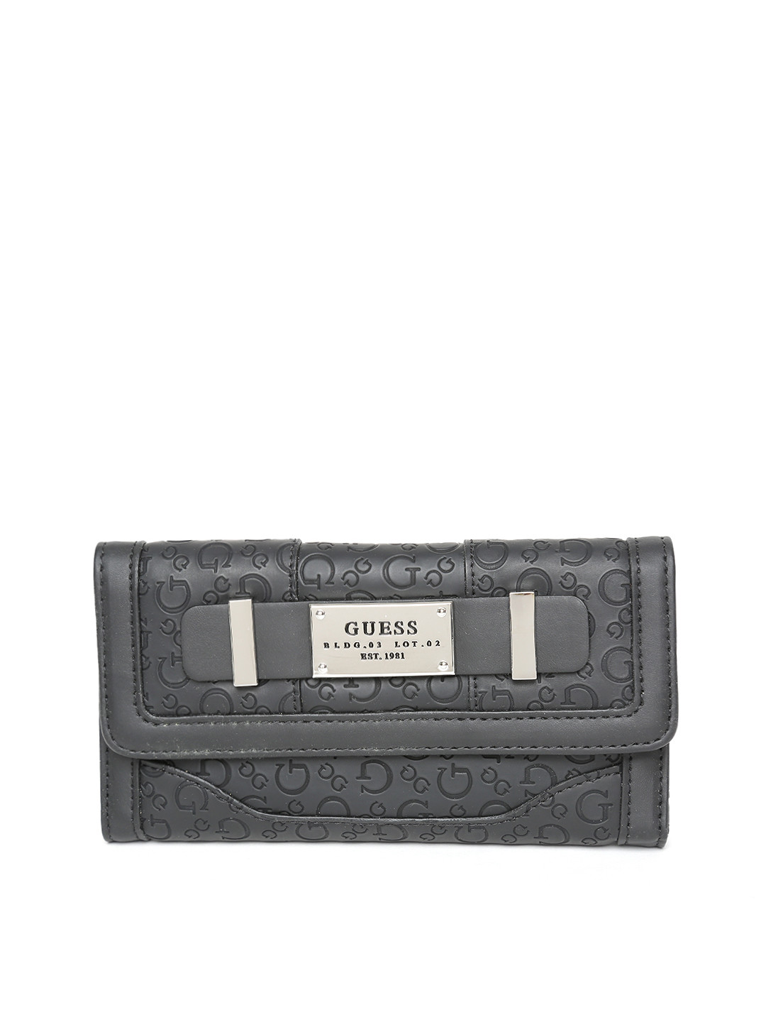 Buy GUESS Women Black Logo Textured Zip Around Wallet - Wallets for ...