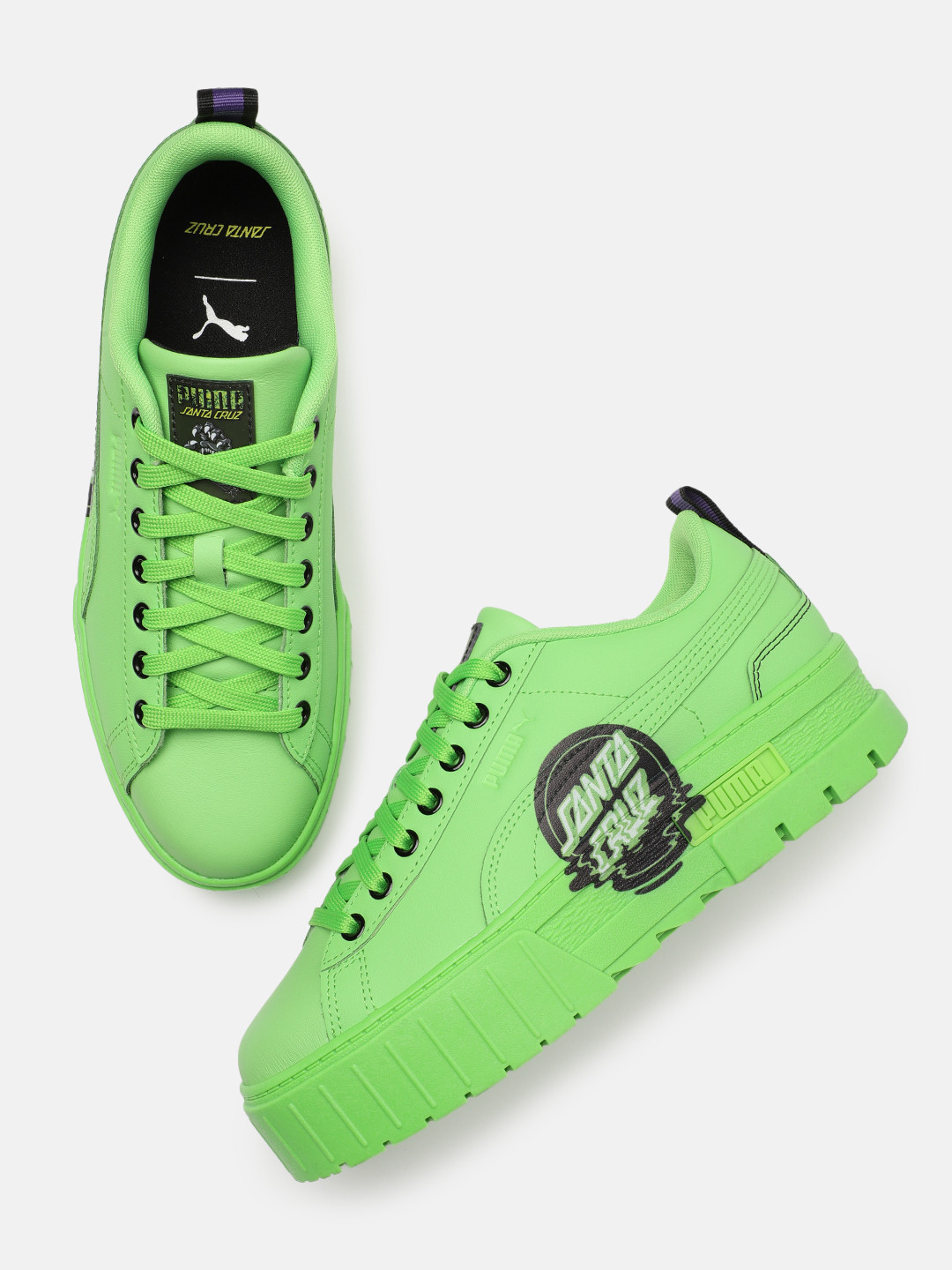 Buy Puma Women Green Mayze Santa Cruz Sneakers With Extra Laces ...
