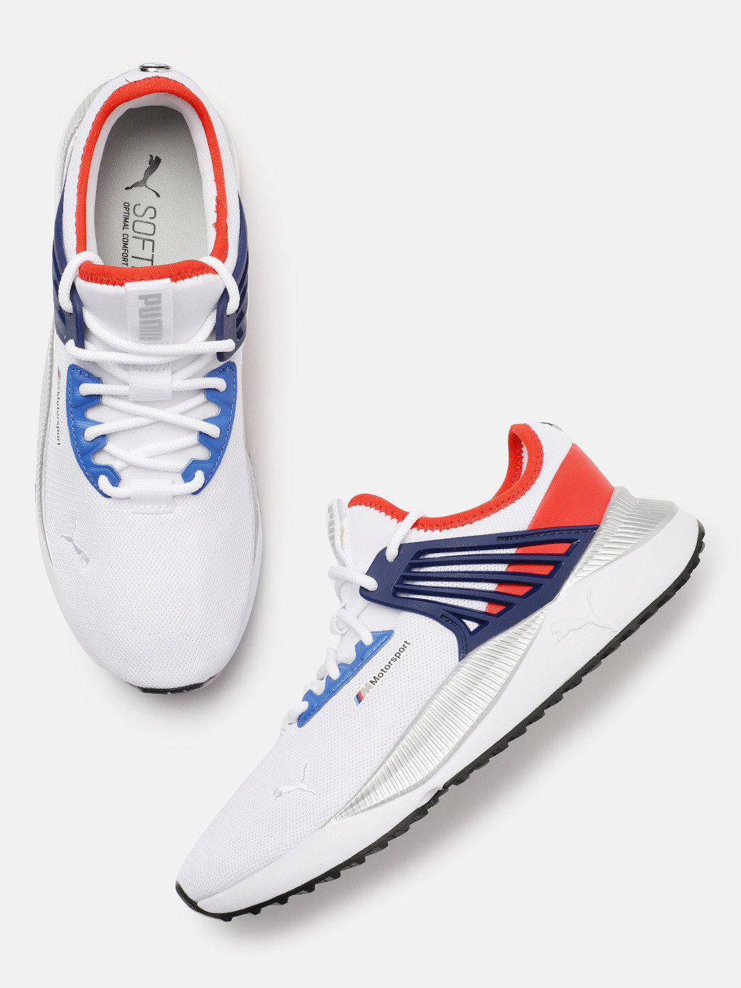 Buy PUMA Motorsport Unisex White & Red Pacer Future SoftFoam Sneakers ...