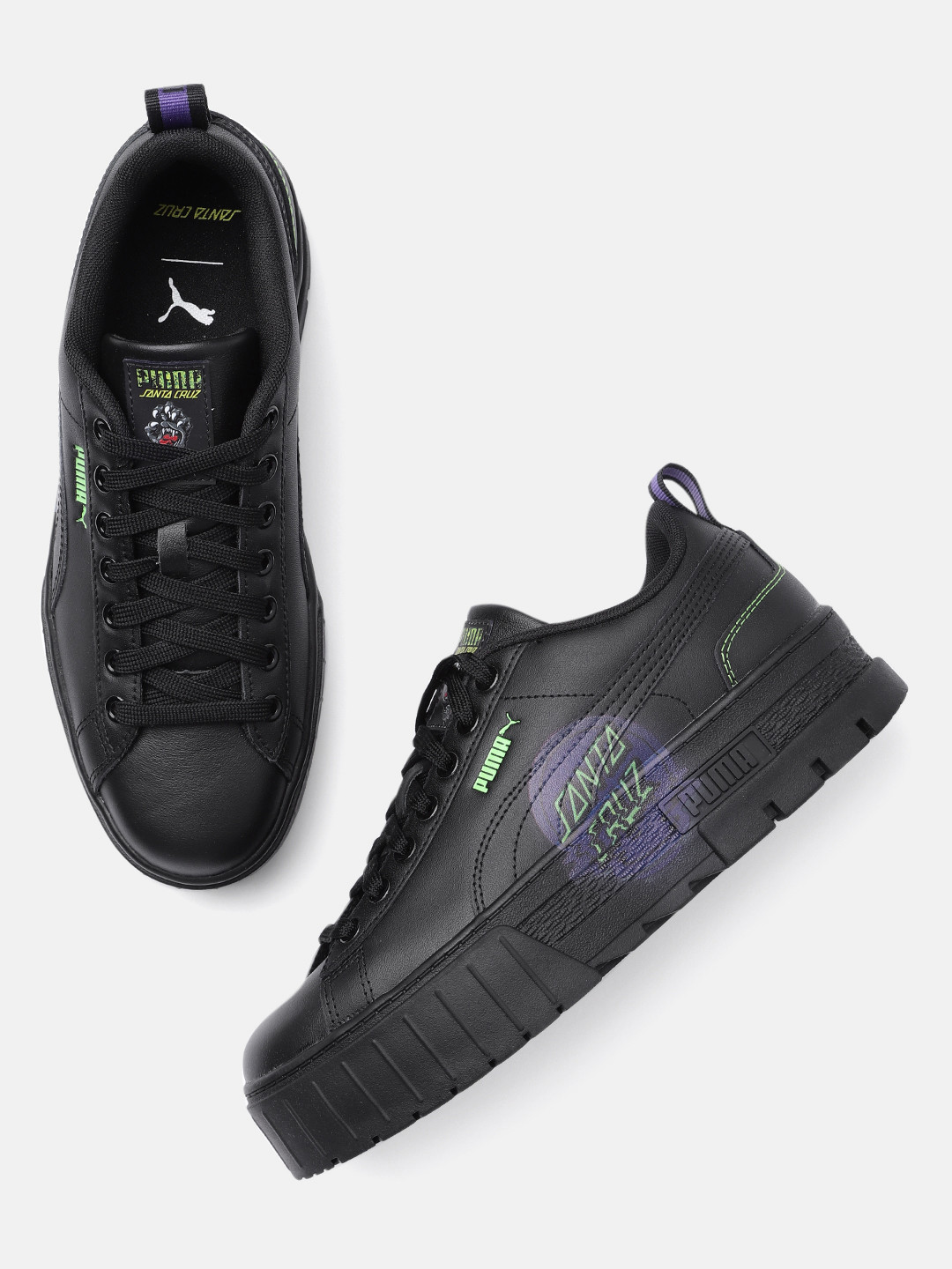 Buy Puma Women Black Mayze Santa Cruz Leather Sneakers - Casual Shoes ...