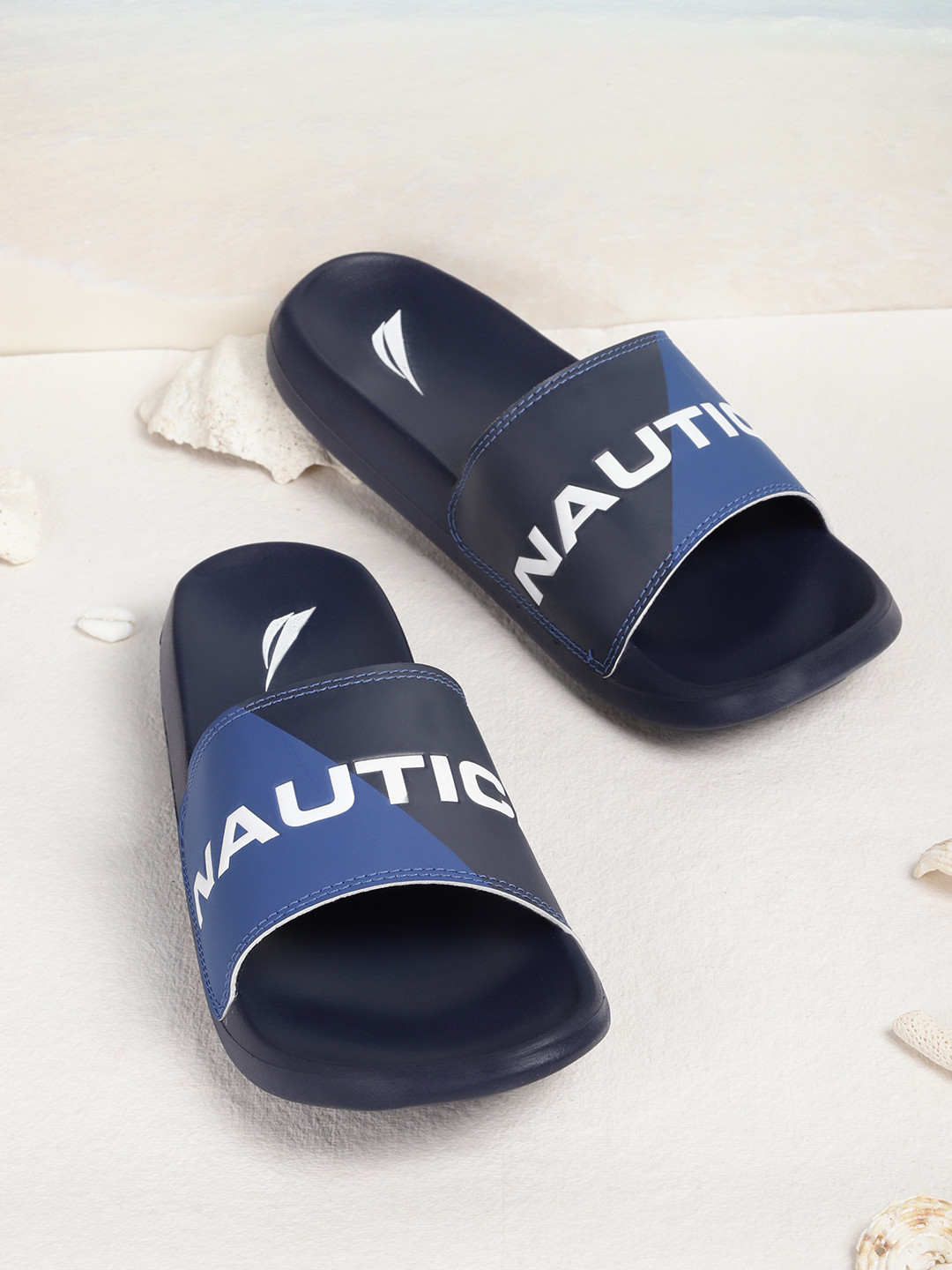 Buy Nautica Men Navy Blue Printed Sliders - Flip Flops for Men 15113904 ...