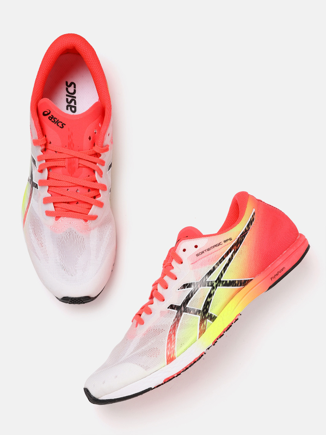 Buy ASICS Unisex White & Coral Orange Sortiemagic RP 6 FlyteFoam Woven ...