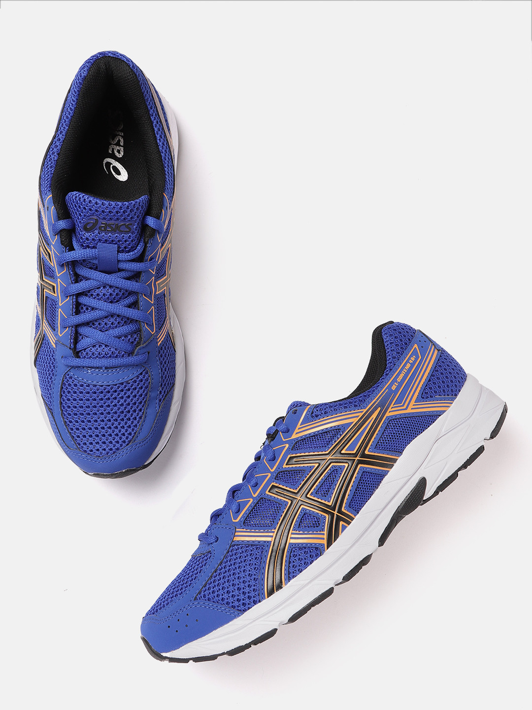 Buy ASICS Men Blue & Orange Woven Design Gel Contend 4B Running Shoes ...