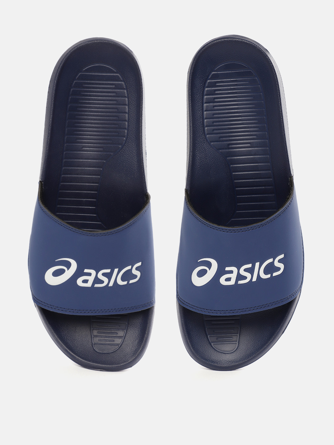Buy ASICS Unisex Navy Blue & White AS003 Brand Logo Print Sliders ...