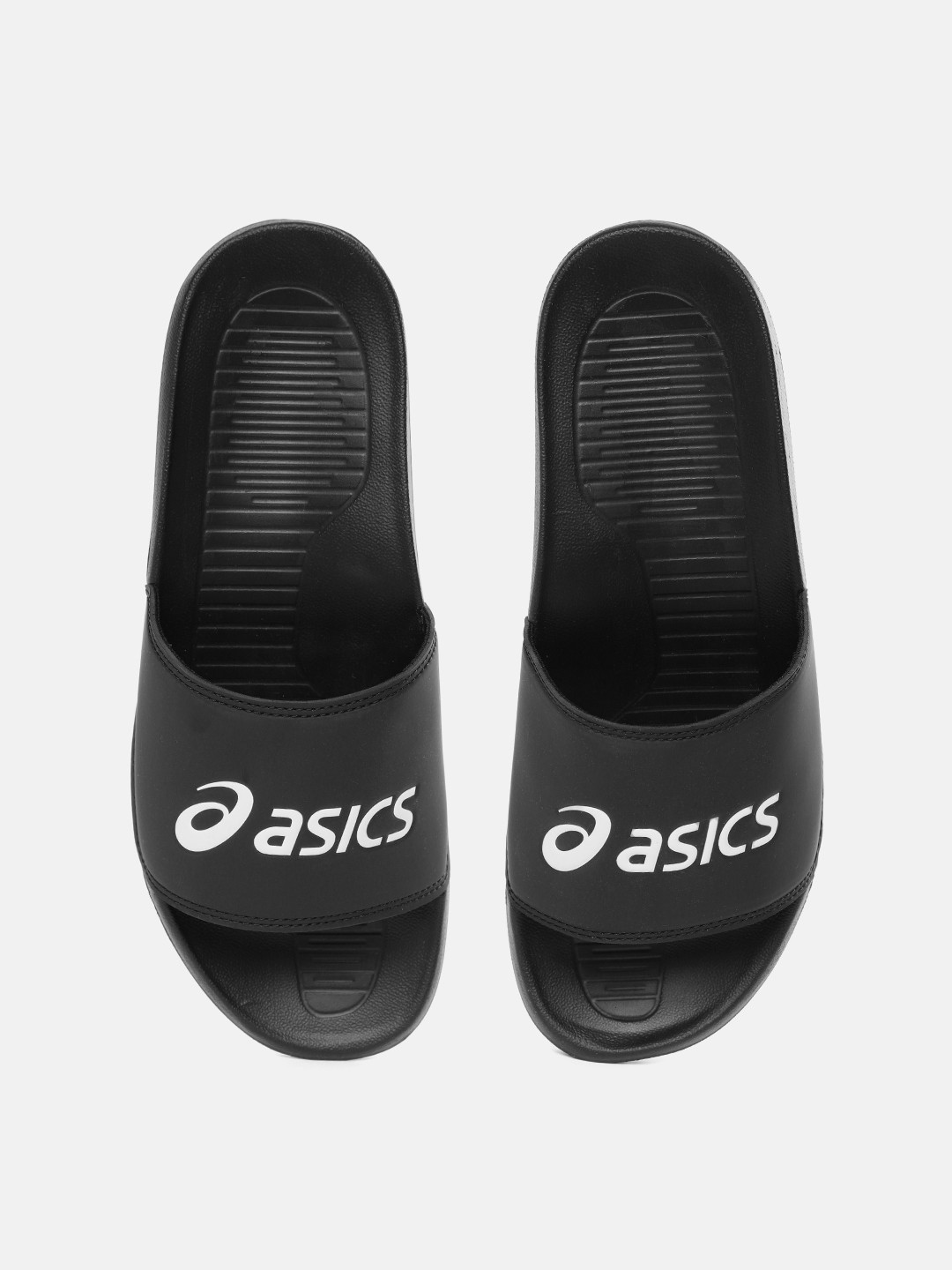Buy ASICS Unisex Black & White AS003 Brand Logo Print Sliders - Flip ...