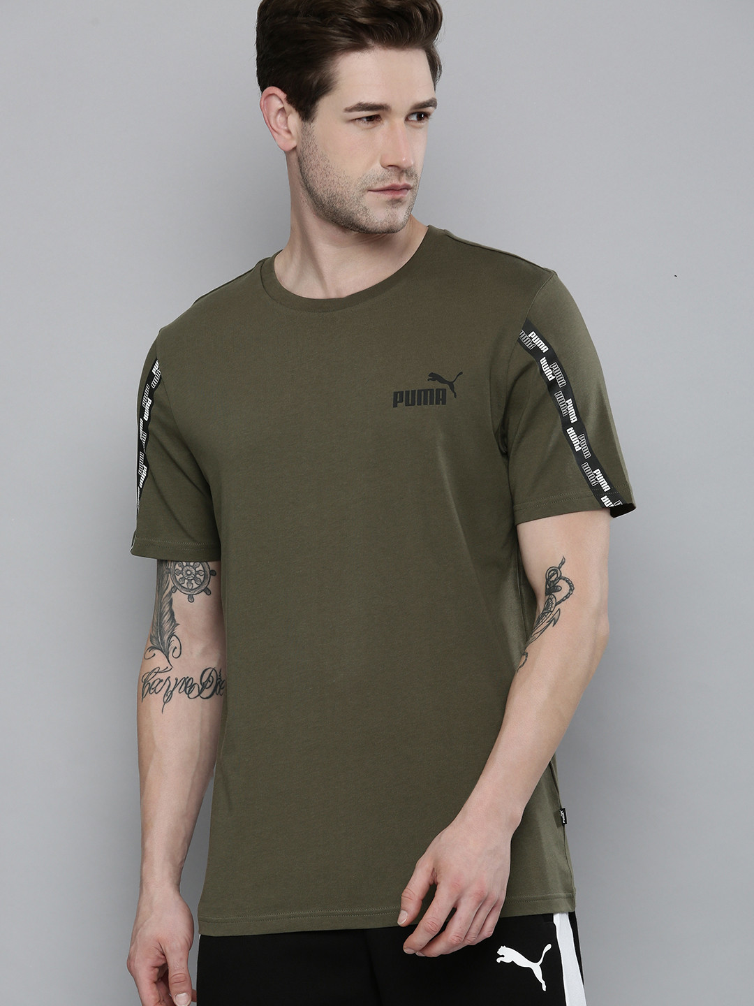 Buy Puma Men Olive Green POWER T Shirt With Printed Detailing - Tshirts ...