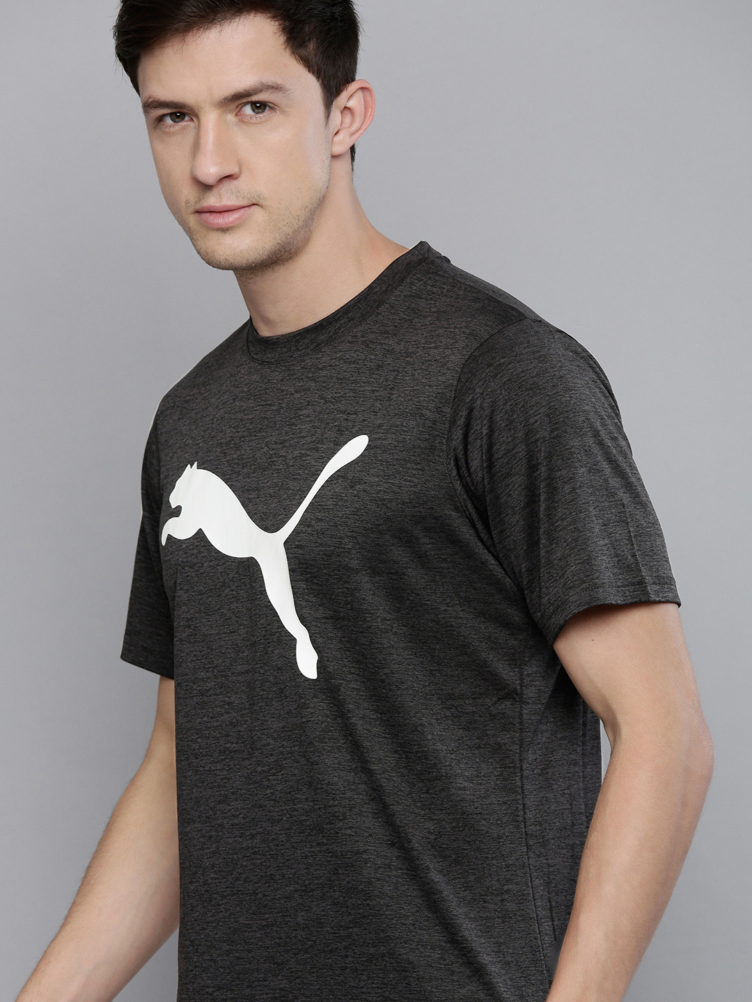 Buy Puma Men Grey Melange Active Logo Printed DryCELL T Shirt - Tshirts ...