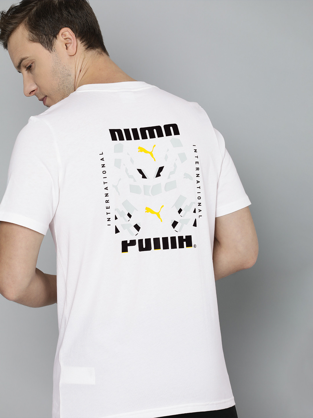 Buy Puma Men White Logo Graphics Printed T Shirt - Tshirts for Men ...