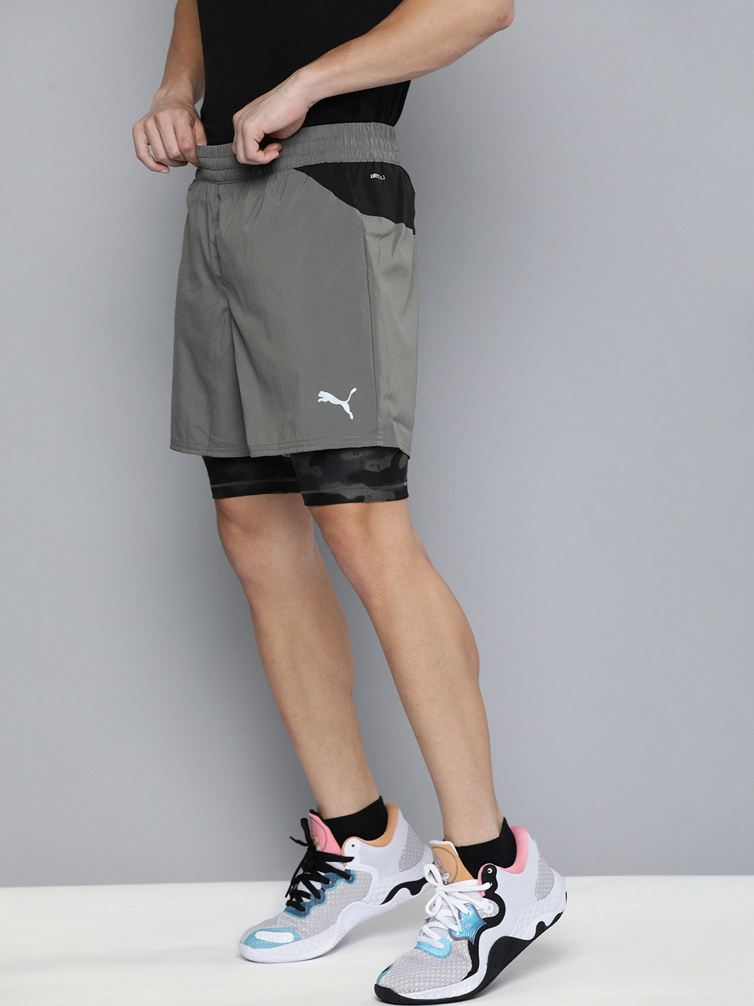 Buy Puma Men Grey Colourblocked 2 In 1 5" DryCell Running Sports Shorts ...
