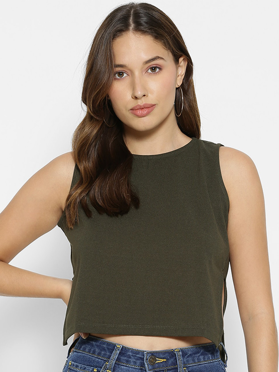 Buy FOREVER 21 Green Regular Crop Top - Tops for Women 15118580 | Myntra