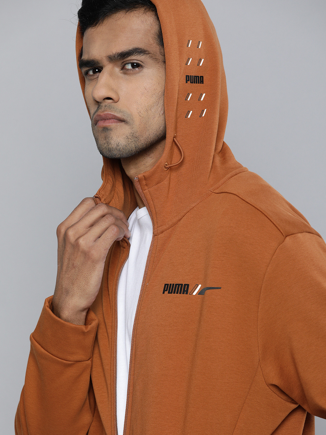 Buy Puma Men Brown Brand Logo Printed RAD CAL Winterized Hooded Sporty ...