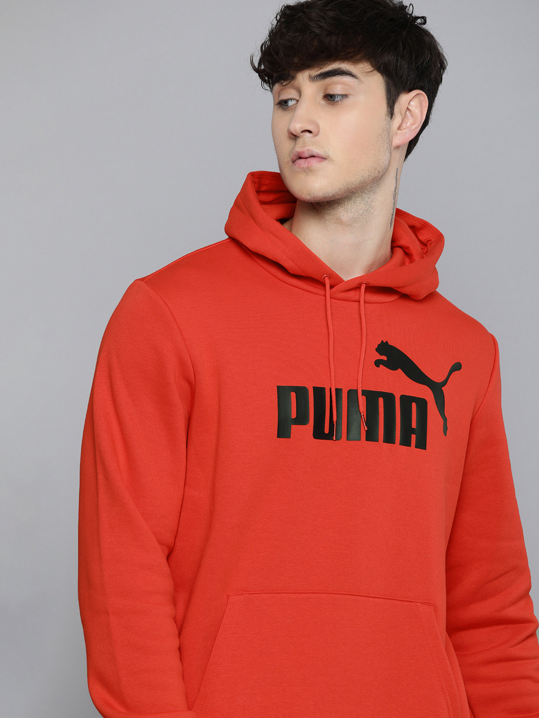 Buy Puma Men Red & Black Essential Big Logo Printed Hooded Sweatshirt ...