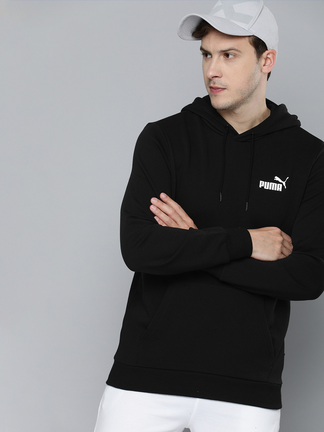 Buy Puma Men Black Essential Small Hooded Sweatshirt - Sweatshirts for ...