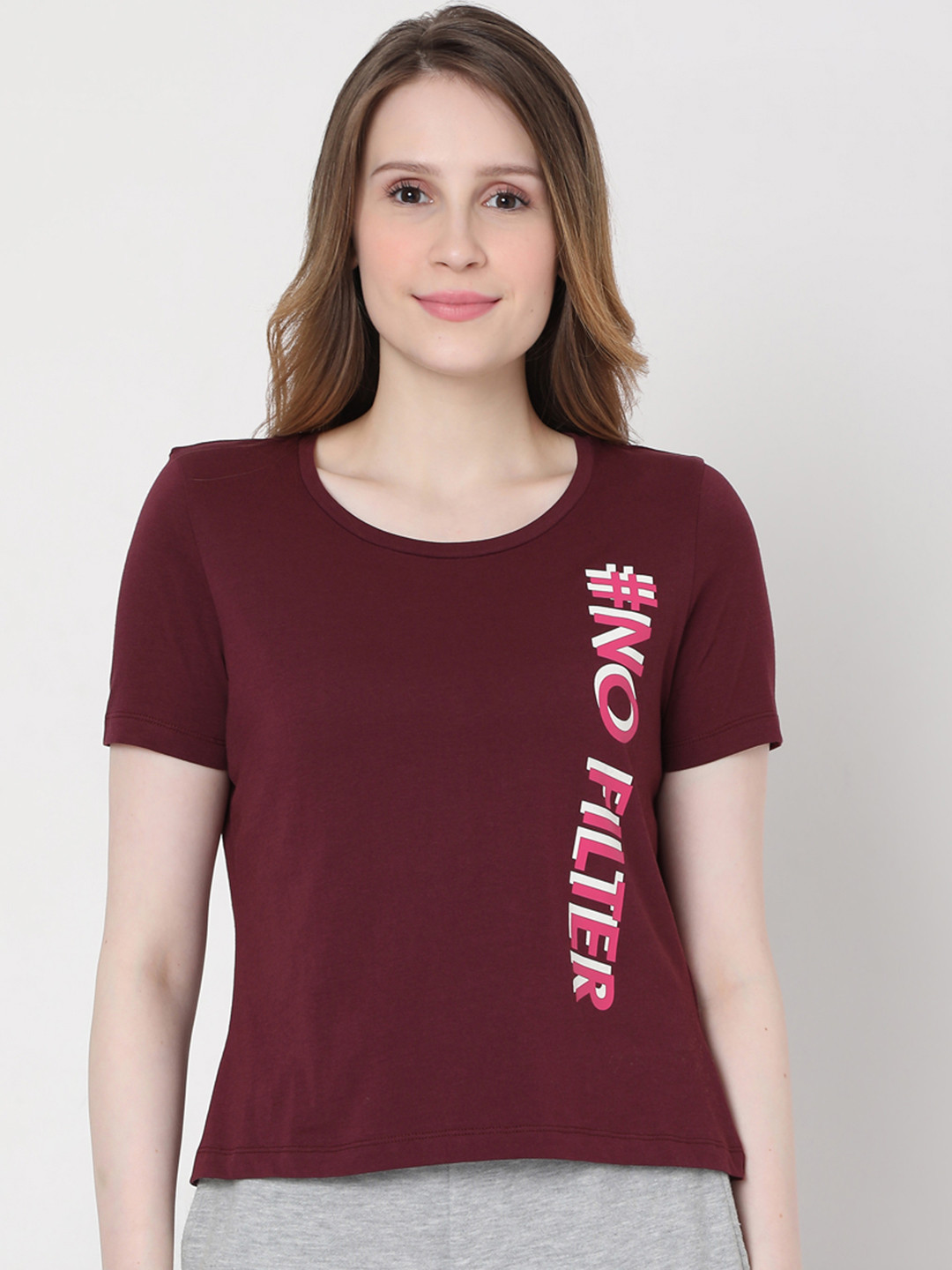 Buy Vero Moda Women Maroon & Pink Typography Printed T Shirt - Tshirts ...