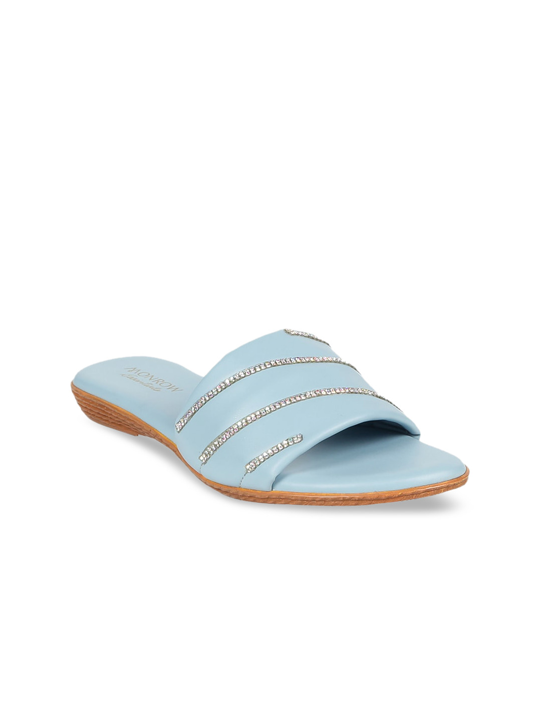 Buy Monrow Women Blue Embellished Open Toe Flats - Flats for Women ...