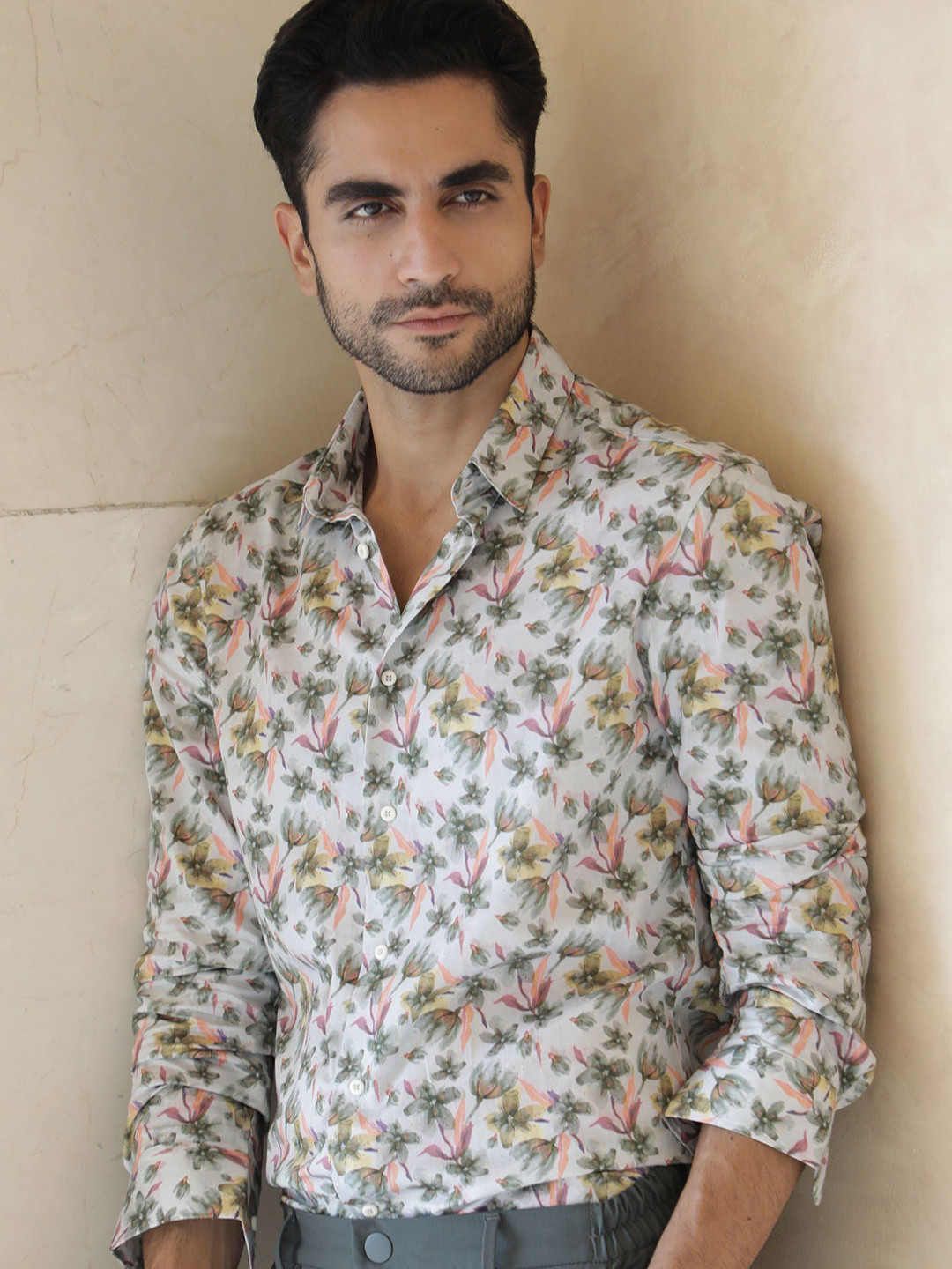 Buy RARE RABBIT Men Watermark Slim Fit Floral Opaque Printed Shirt ...