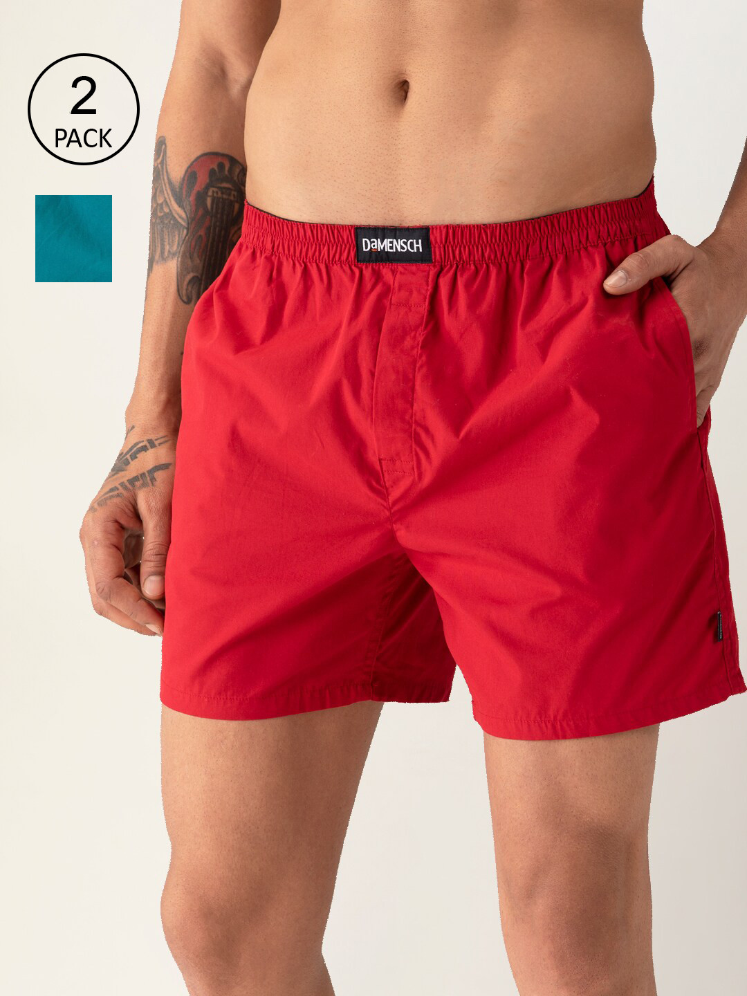 Buy DAMENSCH Men Breeze Pack Of 2 Ultra Light Cotton Boxer Shorts DAM ...