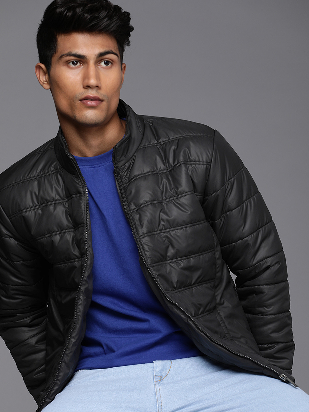 Buy WROGN Men Black Padded Jacket - Jackets for Men 15130962 | Myntra