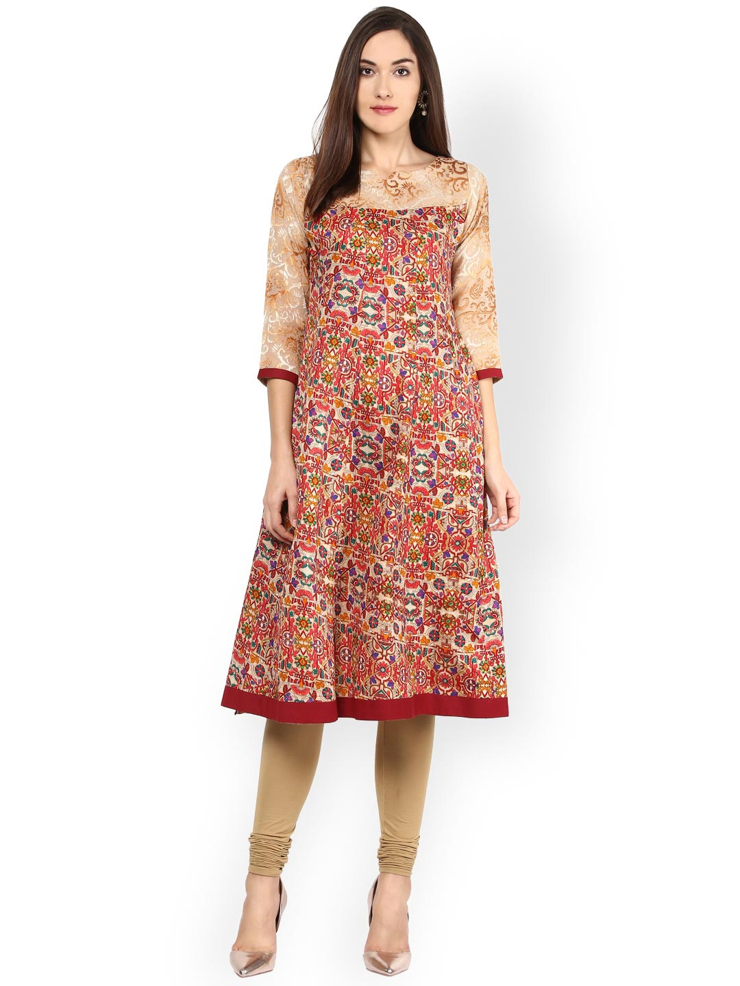 Buy Libas Women Multicoloured Printed A Line Kurta - Kurtas for Women ...