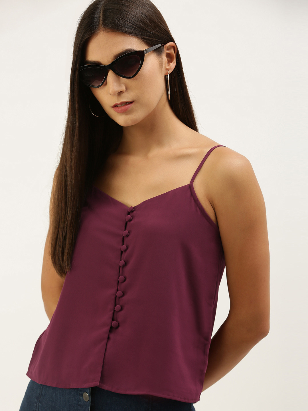 Buy AND Purple Shoulder Straps Regular Top - Tops for Women 15137830 ...