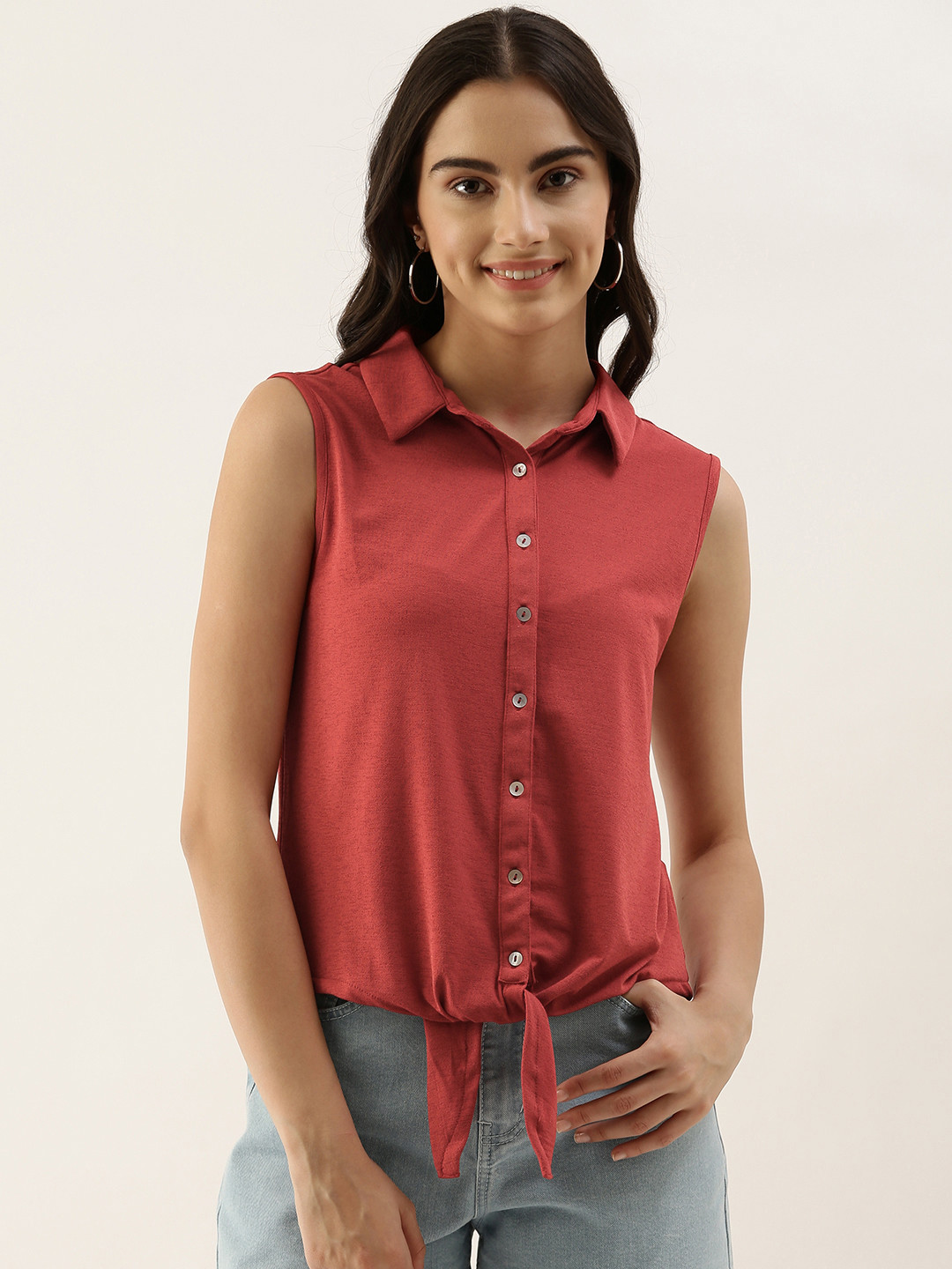 Buy AND Women Maroon Solid Top - Tops for Women 15137946 | Myntra