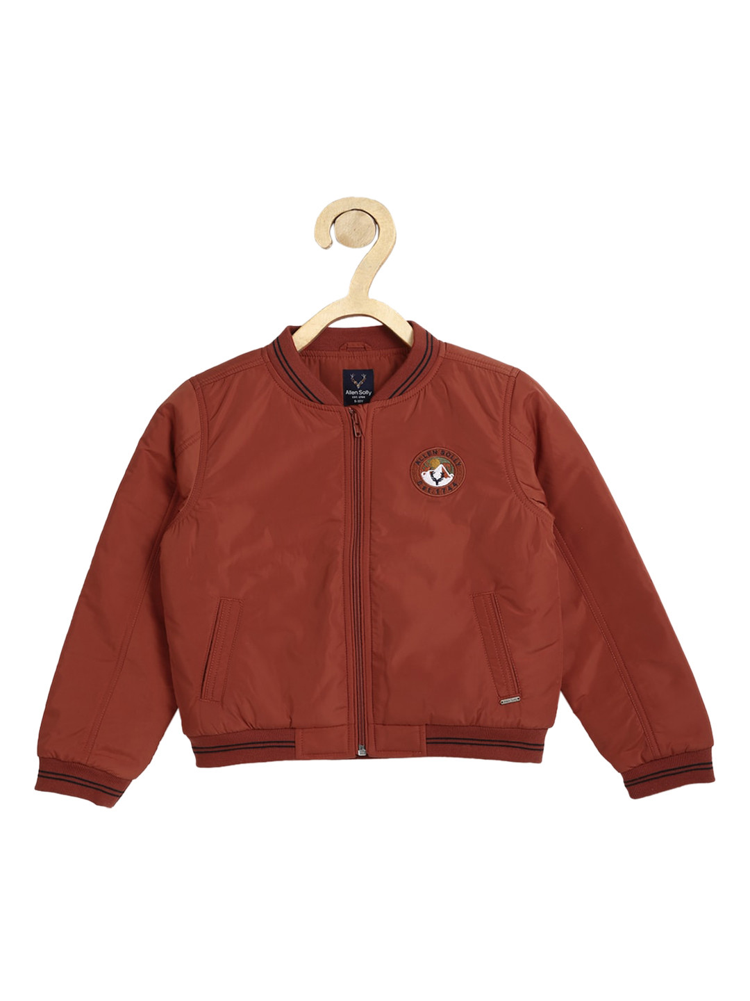 Buy Allen Solly Junior Boys Red Solid Bomber Jacket - Jackets for Boys ...