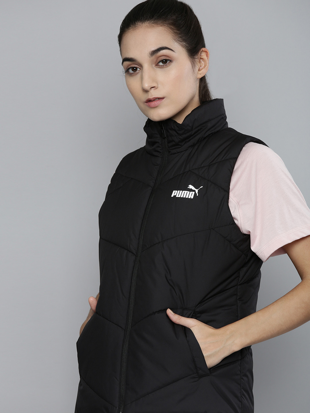 Buy Puma Women Black Favourite WindCELL Puffer Running Performance Vest ...