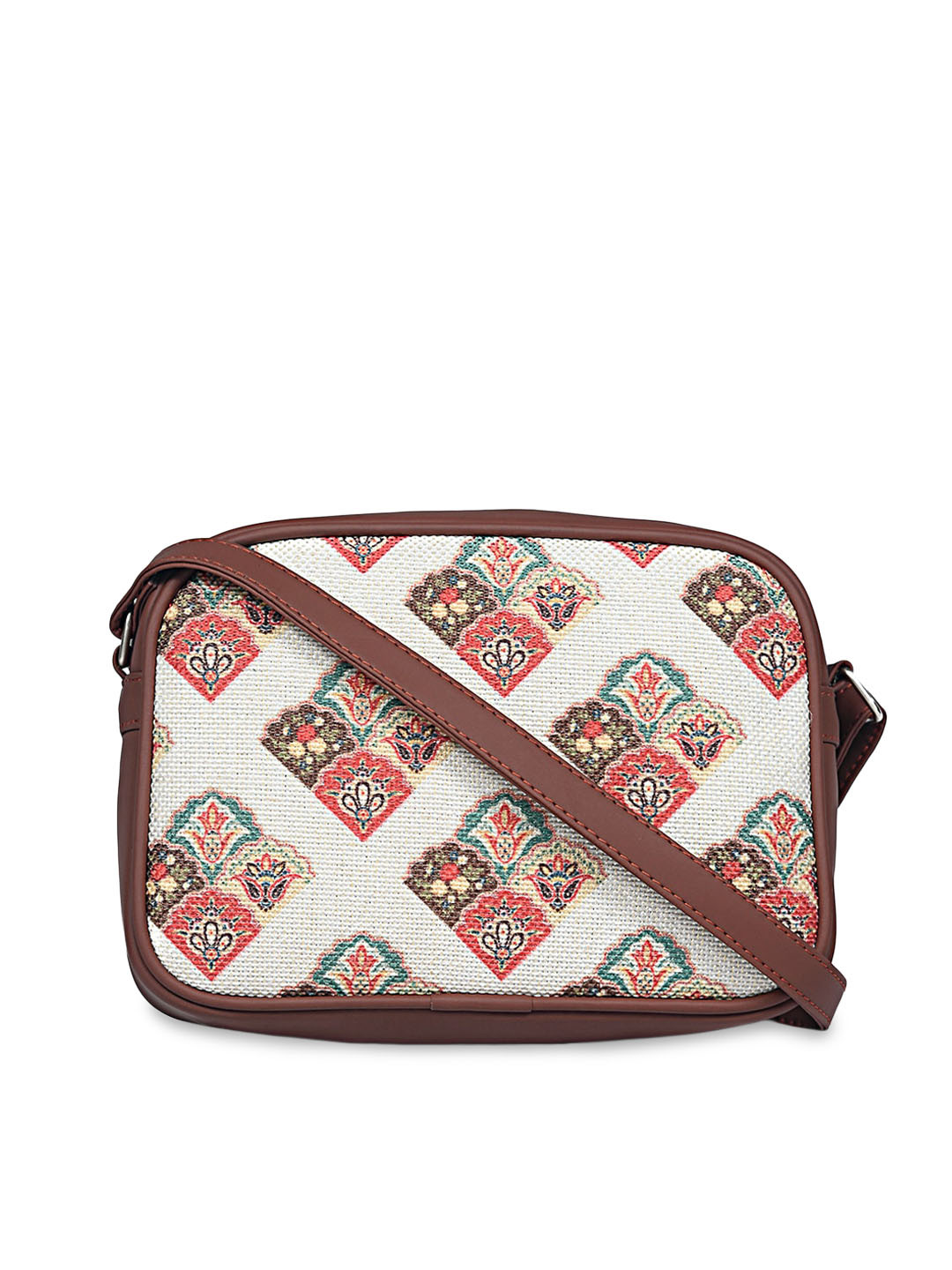Buy ZOUK White Women Ethnic Motifs Printed Structured Sling Bag ...