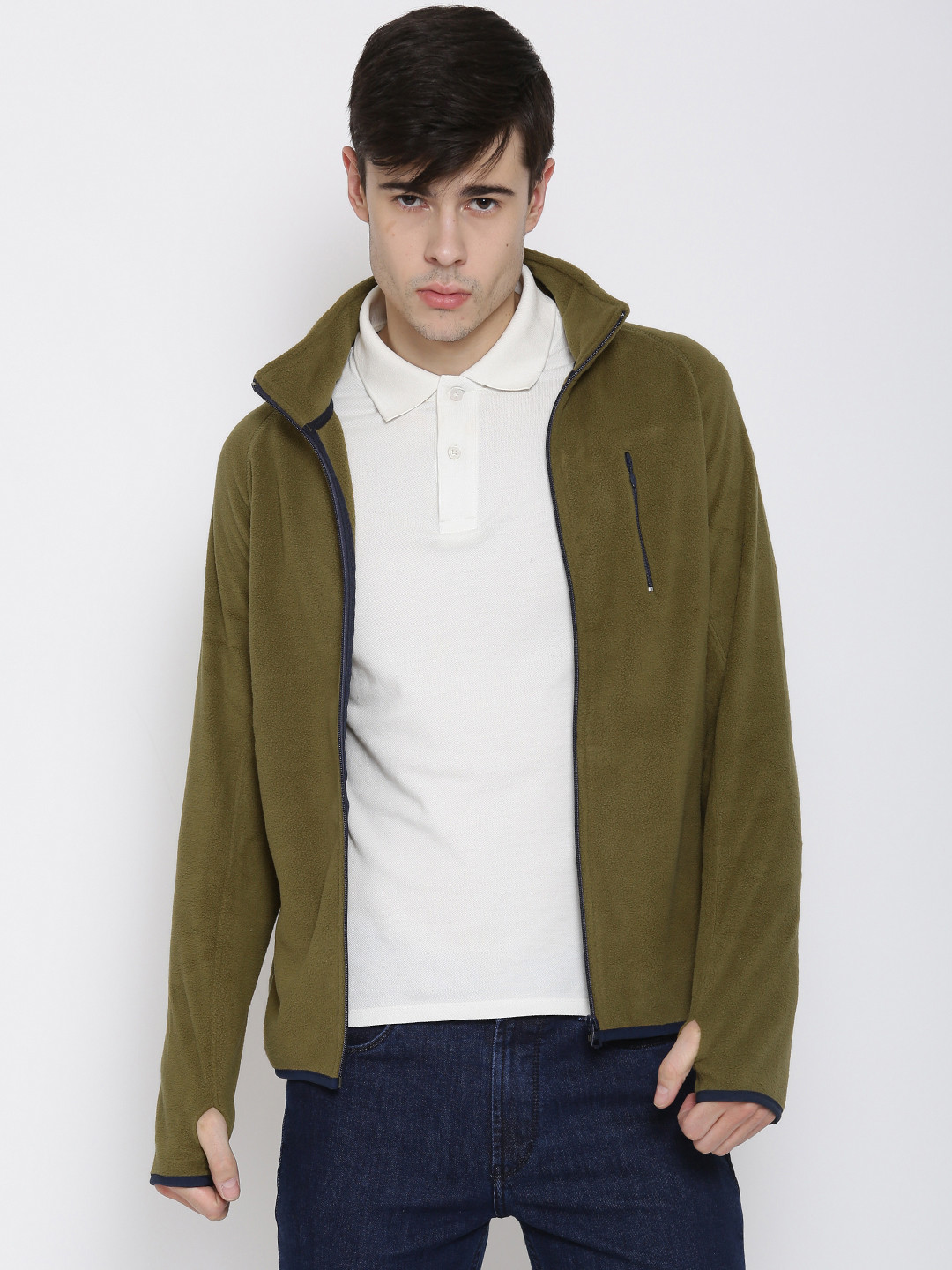 Buy Numero Uno Olive Green Fleece Jacket - Jackets for Men 1514886 | Myntra