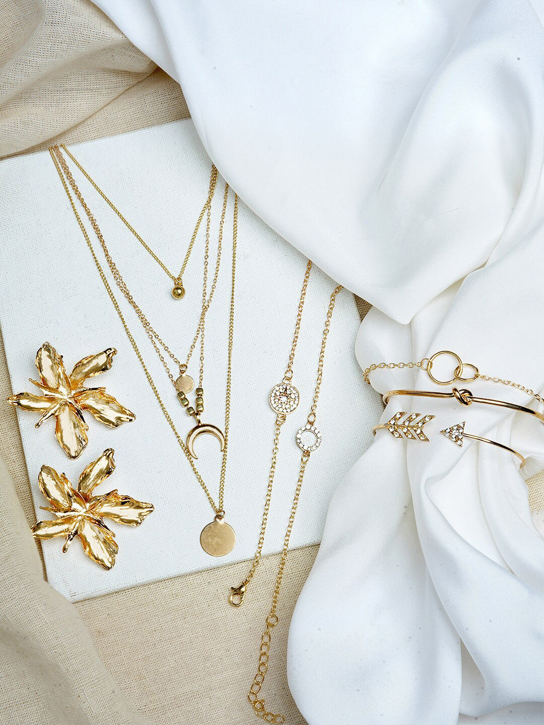 Buy JOKER & WITCH Gold Plated White Stone Studded Sunkissed Jewellery ...