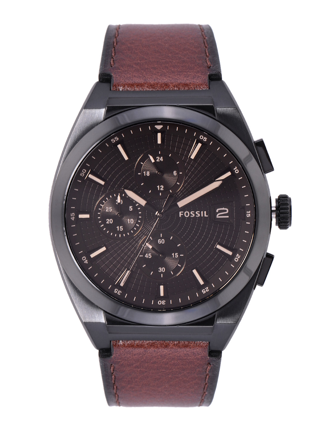 Buy Fossil Men Coffee Brown Everett Analogue Chronograph Watch FS5798 ...