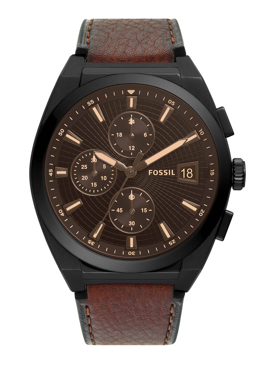 Buy Fossil Men Coffee Brown Everett Analogue Chronograph Watch FS5798 ...