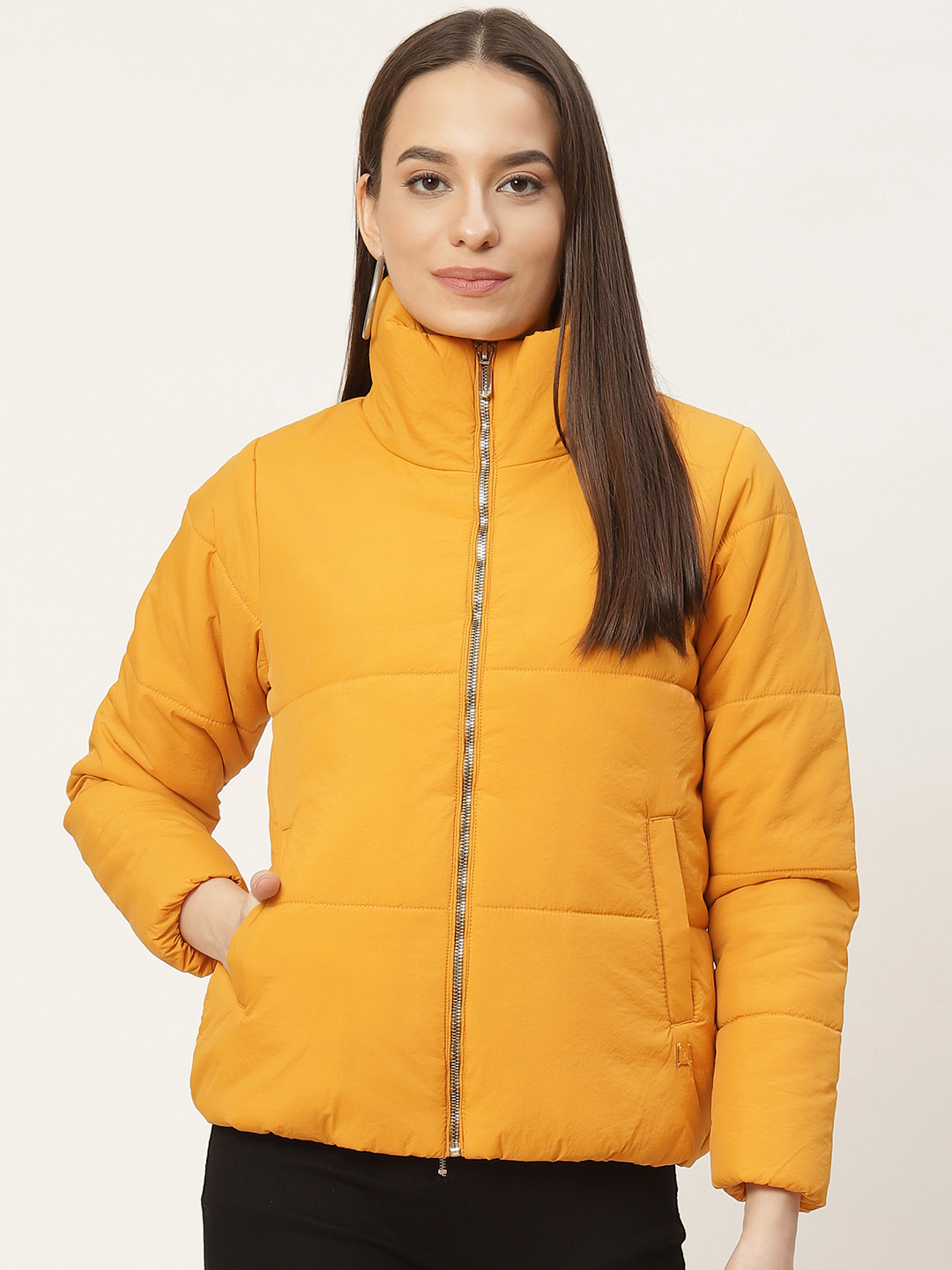 Buy Duke Women Mustard Yellow Solid Padded Jacket - Jackets for Women ...