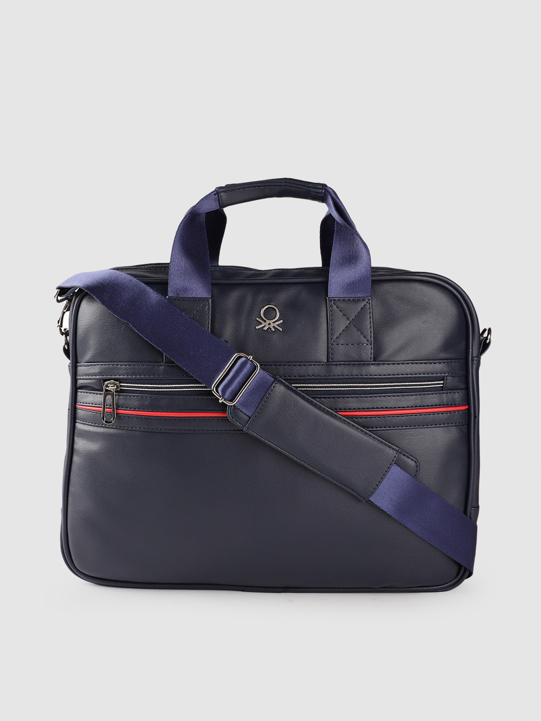 Buy United Colors Of Benetton Unisex Navy Blue 15 Inch Solid Laptop Bag ...