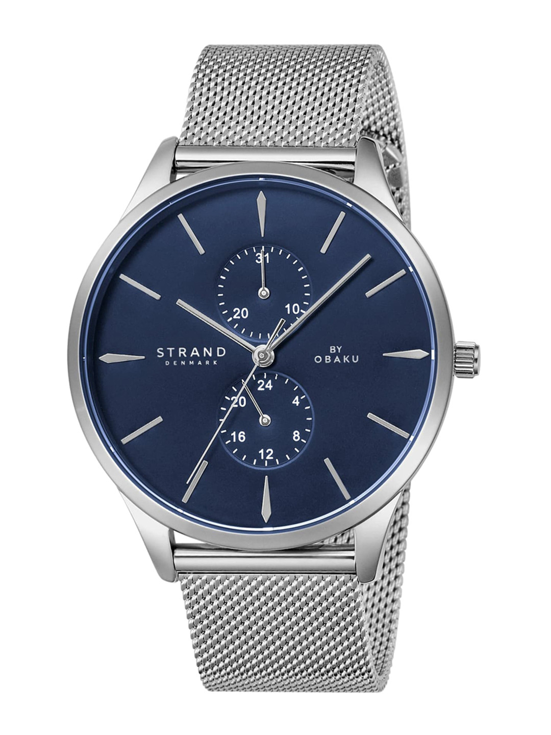 Buy STRAND BY OBAKU Men Blue Brass Dial & Silver Toned Straps Analogue ...