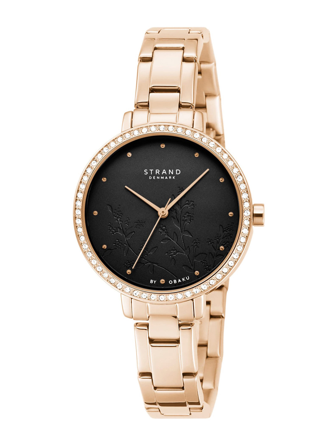 Buy STRAND BY OBAKU Women Black Brass Dial & Rose Gold Toned Straps ...