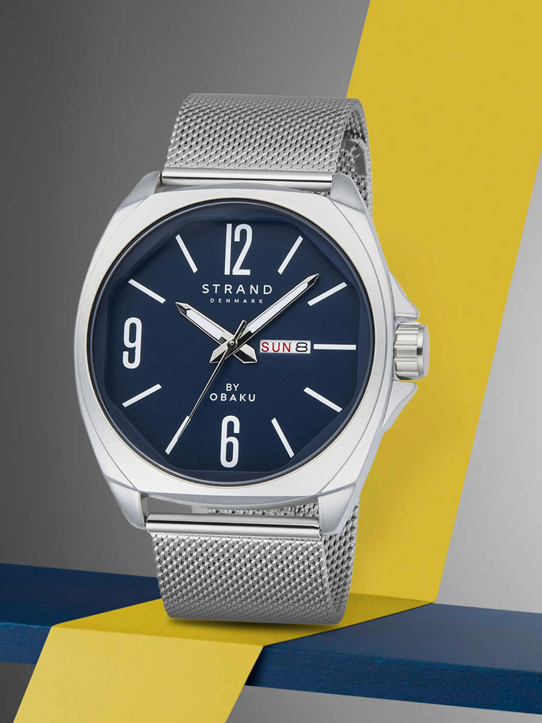 Buy STRAND BY OBAKU Men Blue Brass Dial & Silver Toned Straps Analogue ...