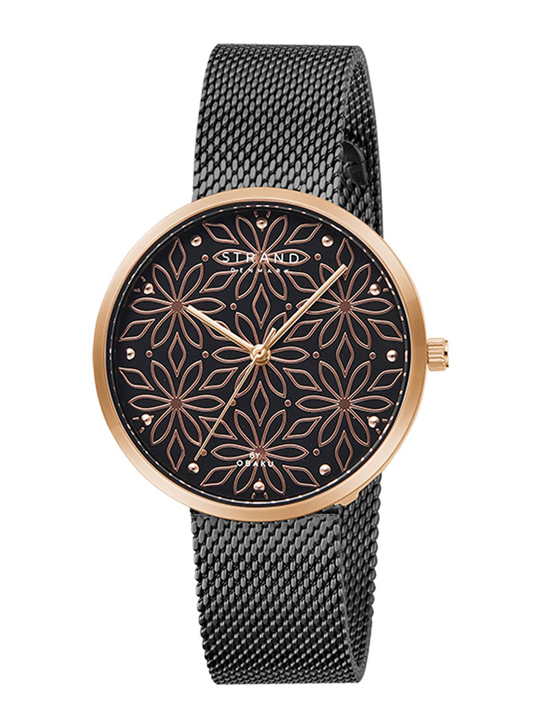 Buy STRAND BY OBAKU Women Black Brass Dial & Black Straps Analogue ...